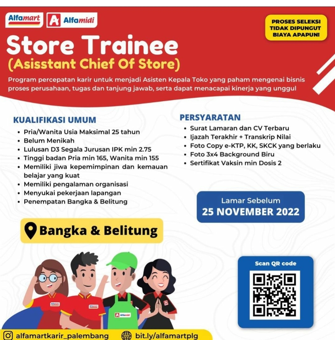 info kesempatan kerja posisi STORE TRAINEE-Alfamartkarir Palembang